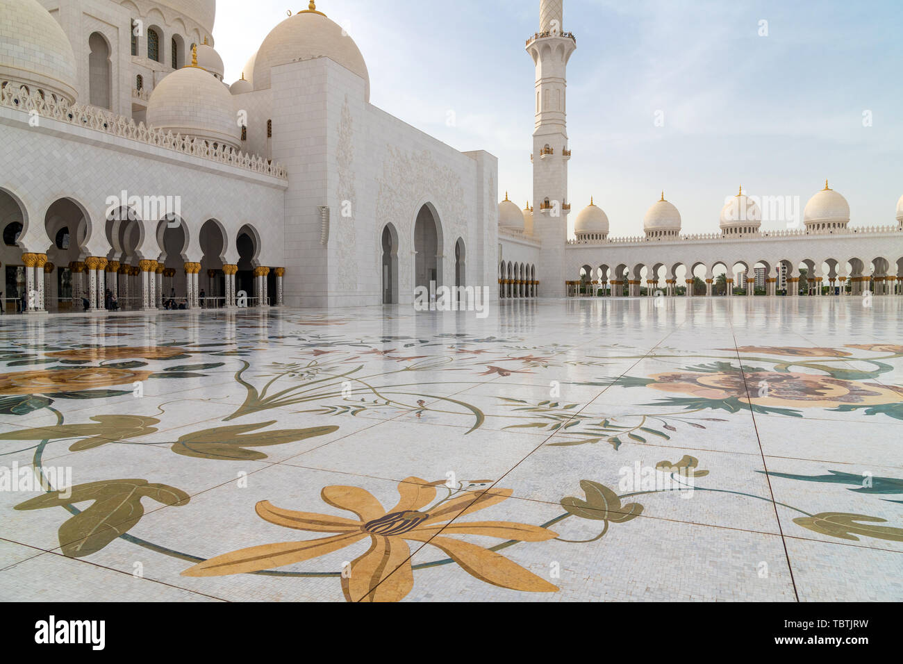 Abu Dhabi, UAE - March 31. 2019. Floor with floral patterns in Sheikh ...