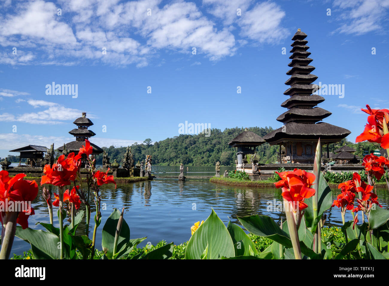 Two spires of the floating Pura Ulun Danu, a Hindu temple on Lake ...