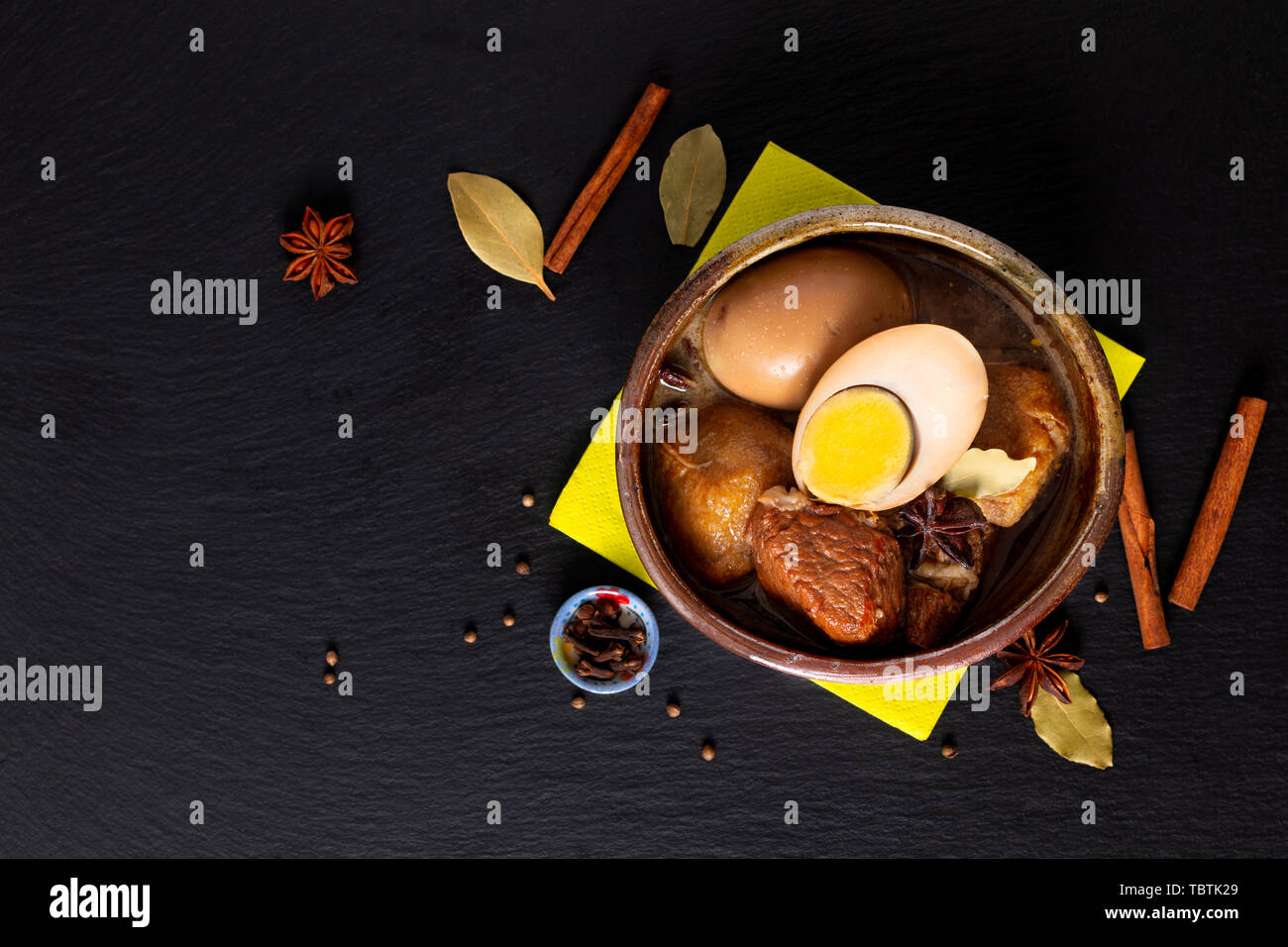 Food concept Thai cuisine Pork Belly and Egg with five spice Fragrant ...