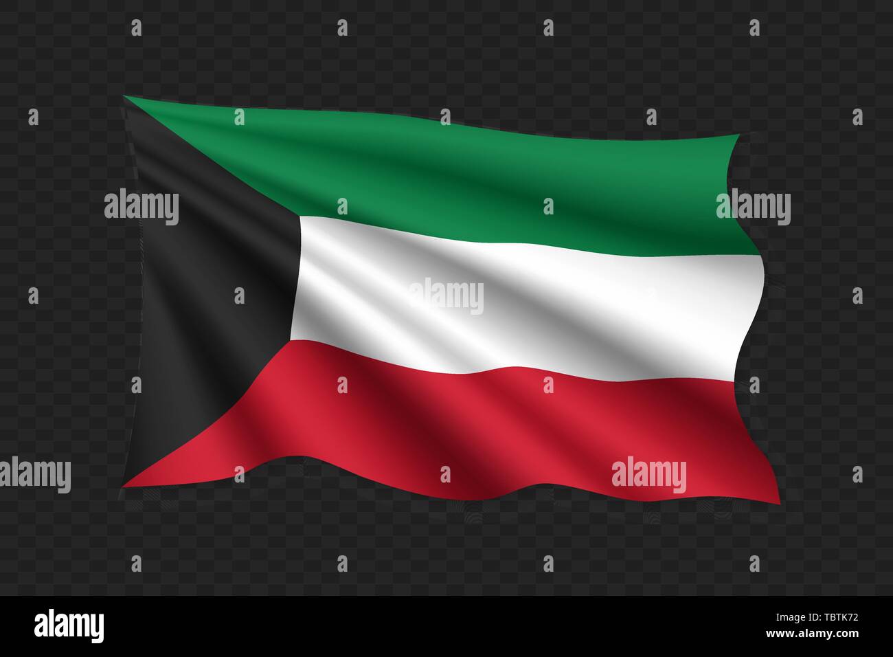 3D Waving Flag of Kuwait. Vector illustration Stock Vector Image & Art ...