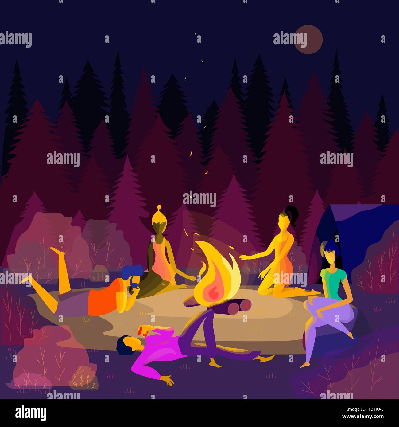 Campfire vectors hi-res stock photography and images - Alamy