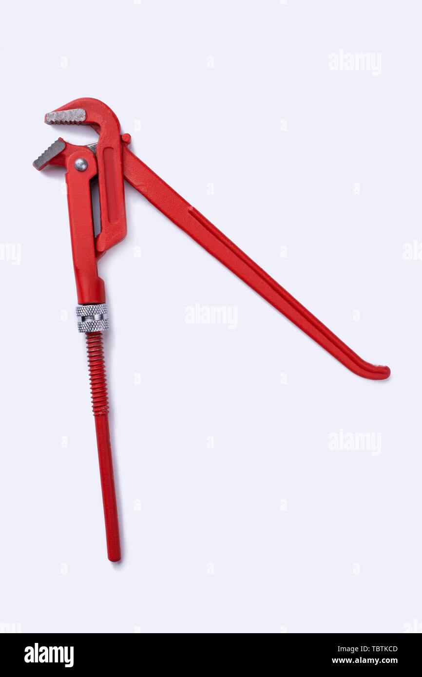 Plumbing wrenches on white background. Adjustable pipe wrenches. Tool ...