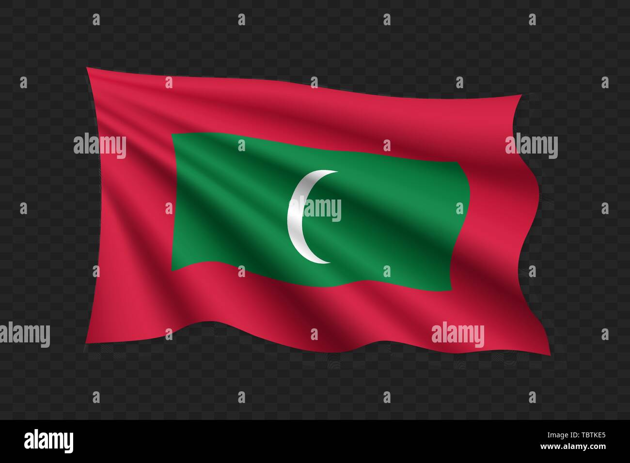 3D Waving Flag of Maldives. Vector illustration Stock Vector Image ...