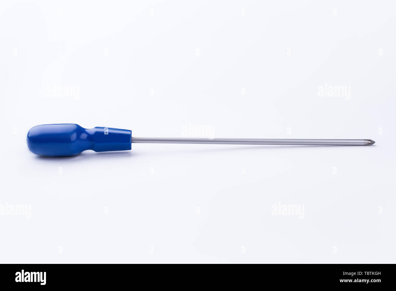 Blue handle screwdriver on white background. Tool for repairman ...