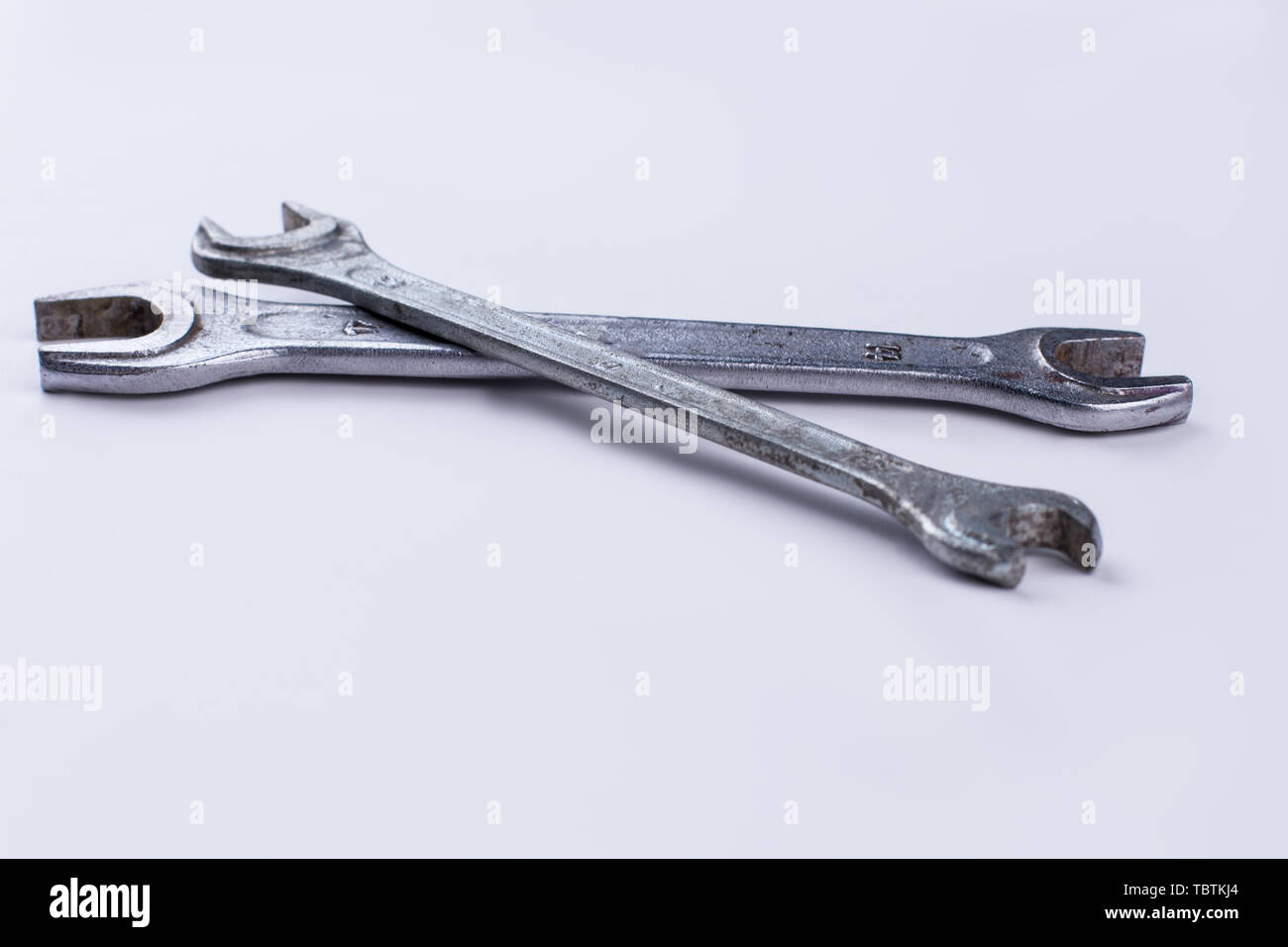 Tools isolated against a white background. Two wrenches with clipping ...