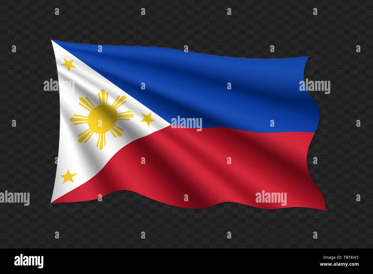 3D Waving Flag of Philippines. Vector illustration Stock Vector Image ...