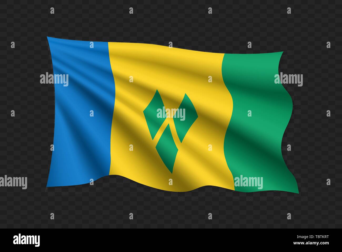 3D Waving Flag of Saint Vincent. Vector illustration Stock Vector Image ...