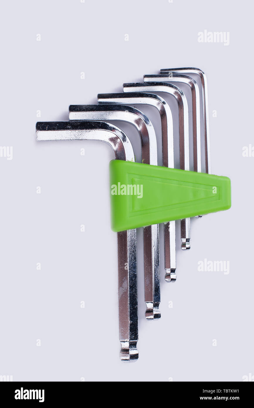 Allen wrench key set. Hex key set on white background, vertical image ...