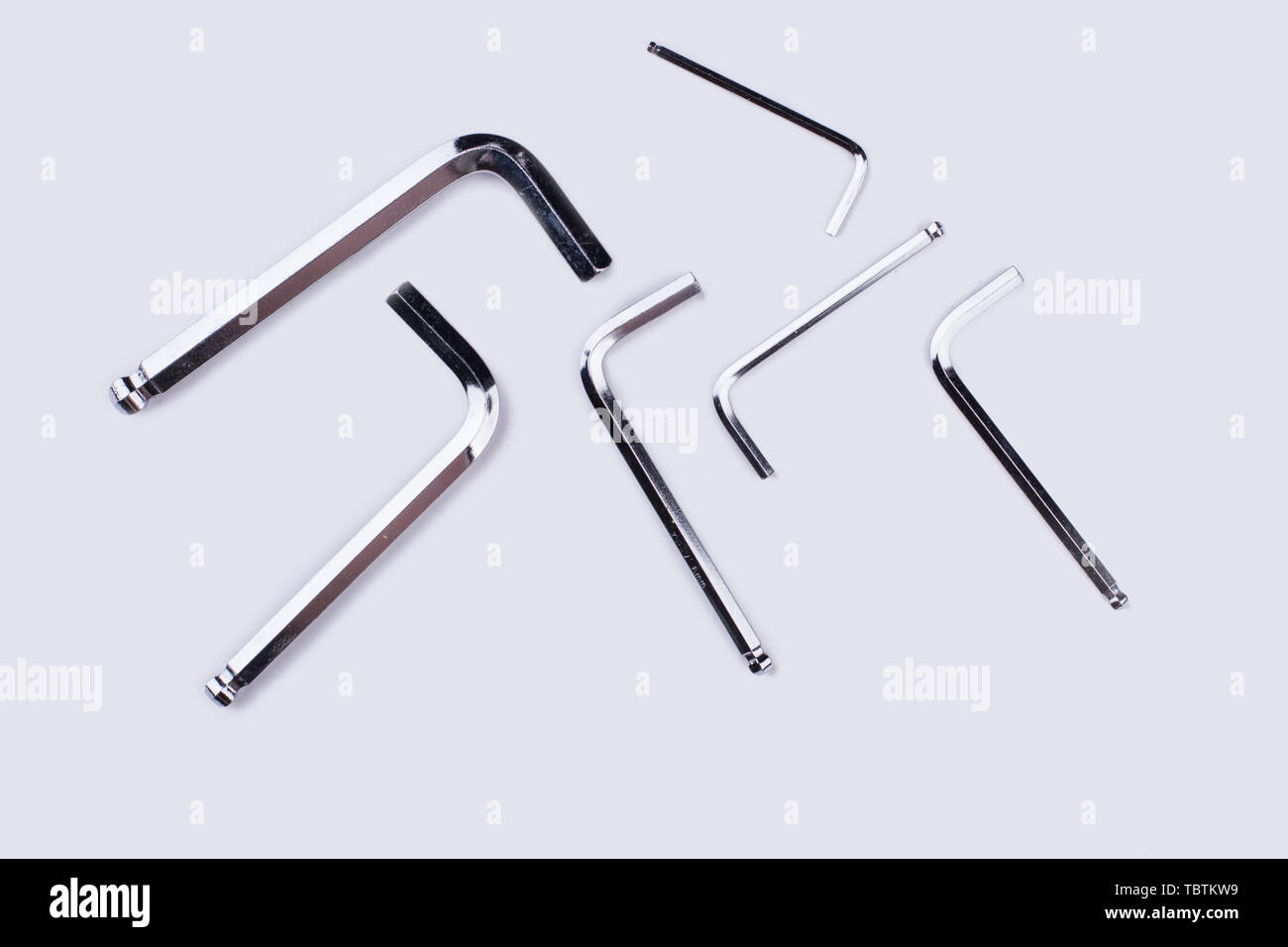 Hex key wrench set isolated on white background. Hexagon or allen ...