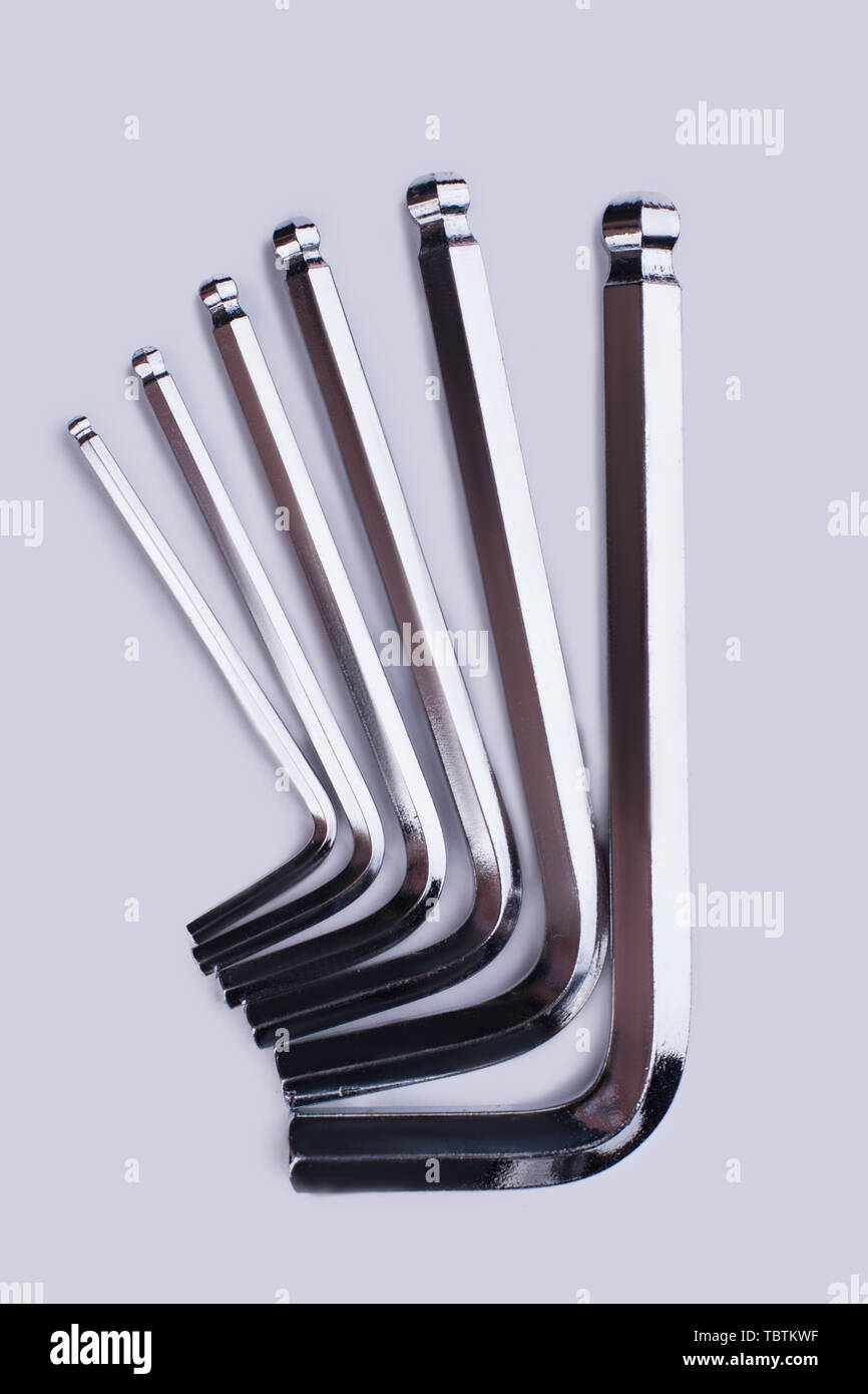 Set of hex wrenches on a white background. Hexagon kit tool or allen ...
