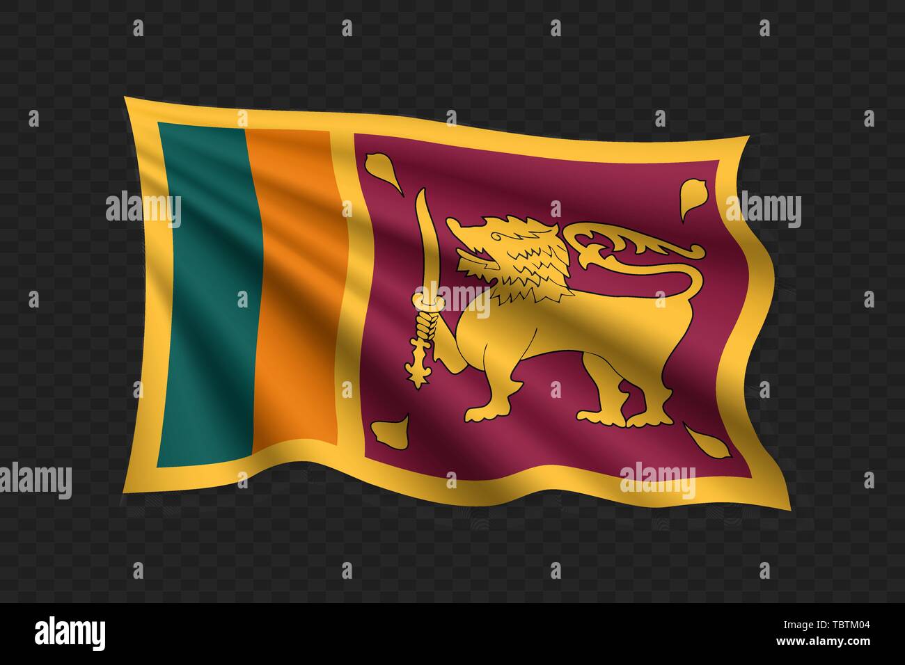 3D Waving Flag of Sri Lanka. Vector illustration Stock Vector Image ...
