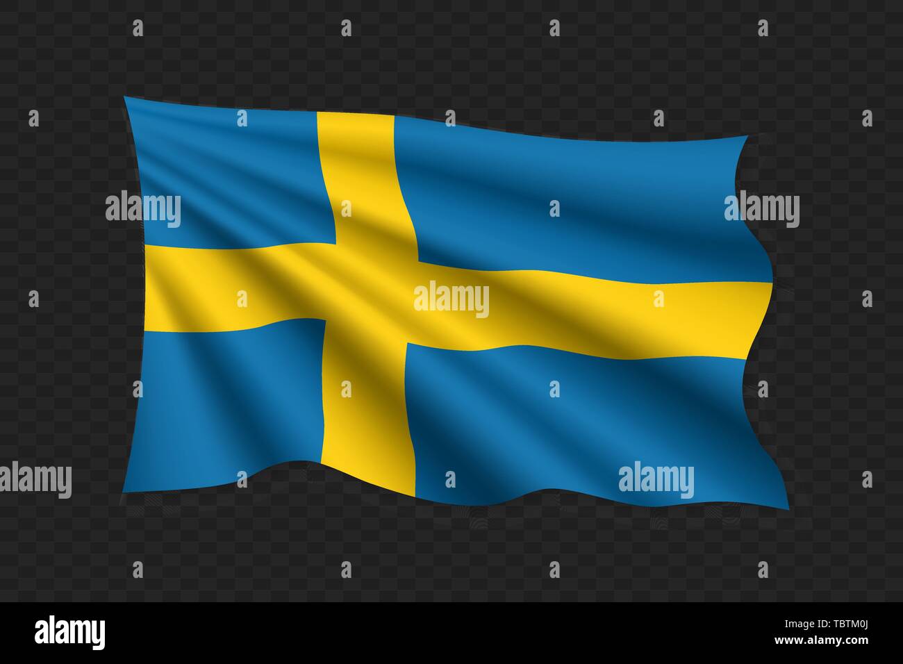 3D Waving Flag of Sweden. Vector illustration Stock Vector Image & Art ...