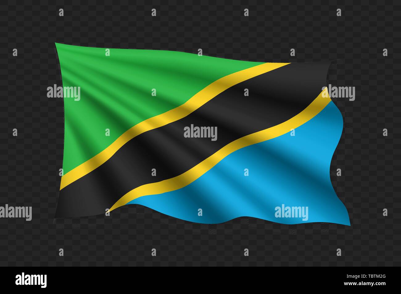 3D Waving Flag of Tanzania. Vector illustration Stock Vector Image ...