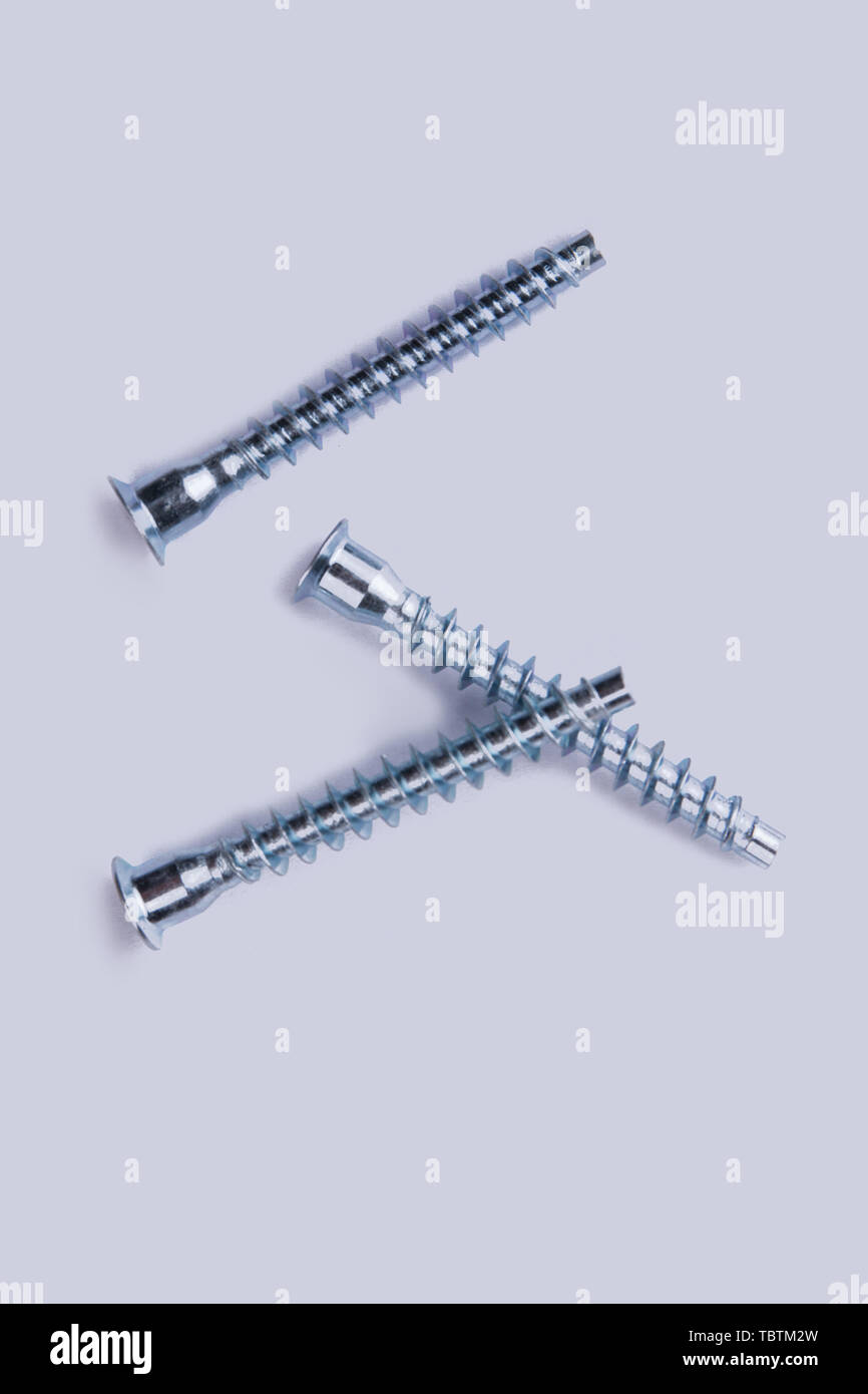 Screw nails isolated on white background. Three screws for construction ...