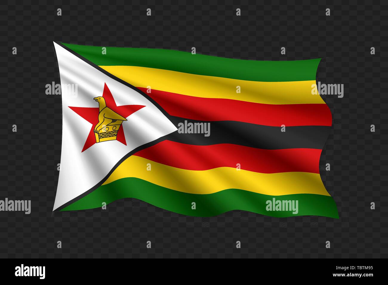 3d Waving Flag Of Zimbabwe Vector Illustration Stock Vector Image