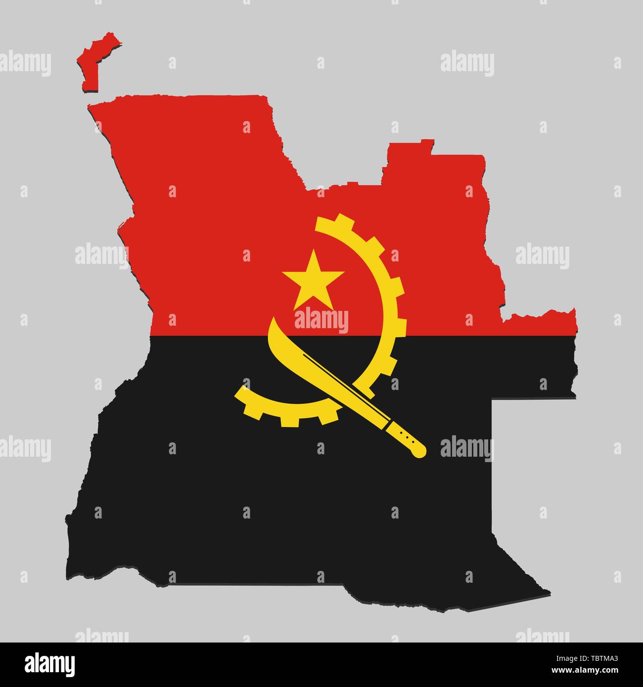 Map of Angola with national flag. Vector Illustration Stock Vector ...