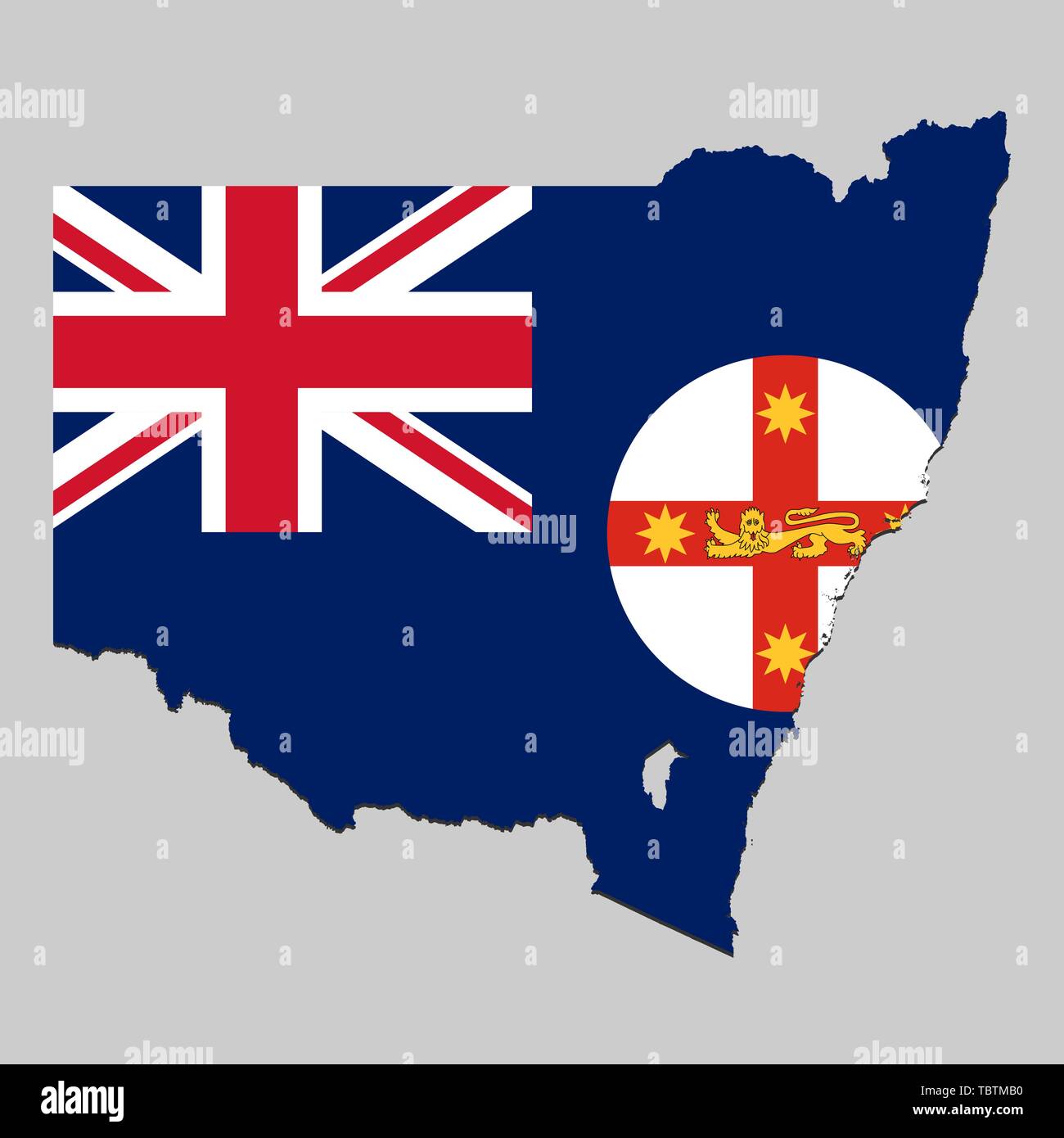 map of New South Wales is a state Australia with flag. Vector ...