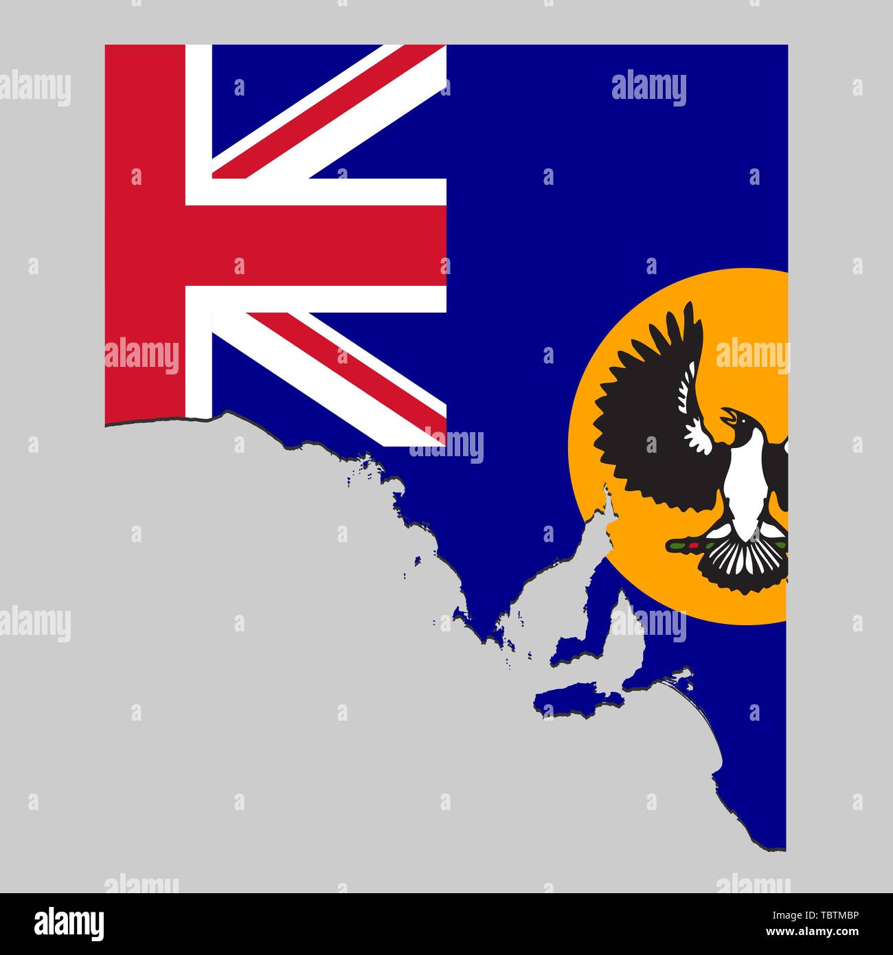 map of South Australia is a state Australia with flag. Vector ...