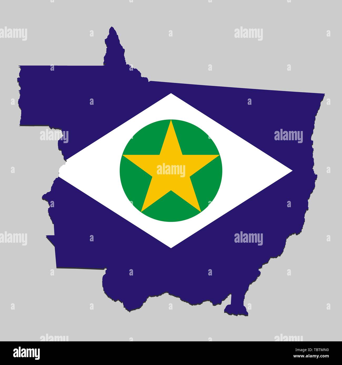 Map of Mato Grosso is a state Brazil with national flag. Vector ...
