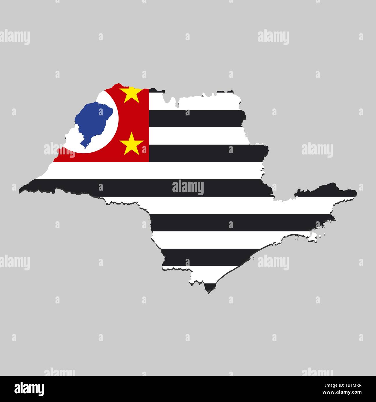 Map of Sao Paolo is a state Brazil with national flag. Vector ...