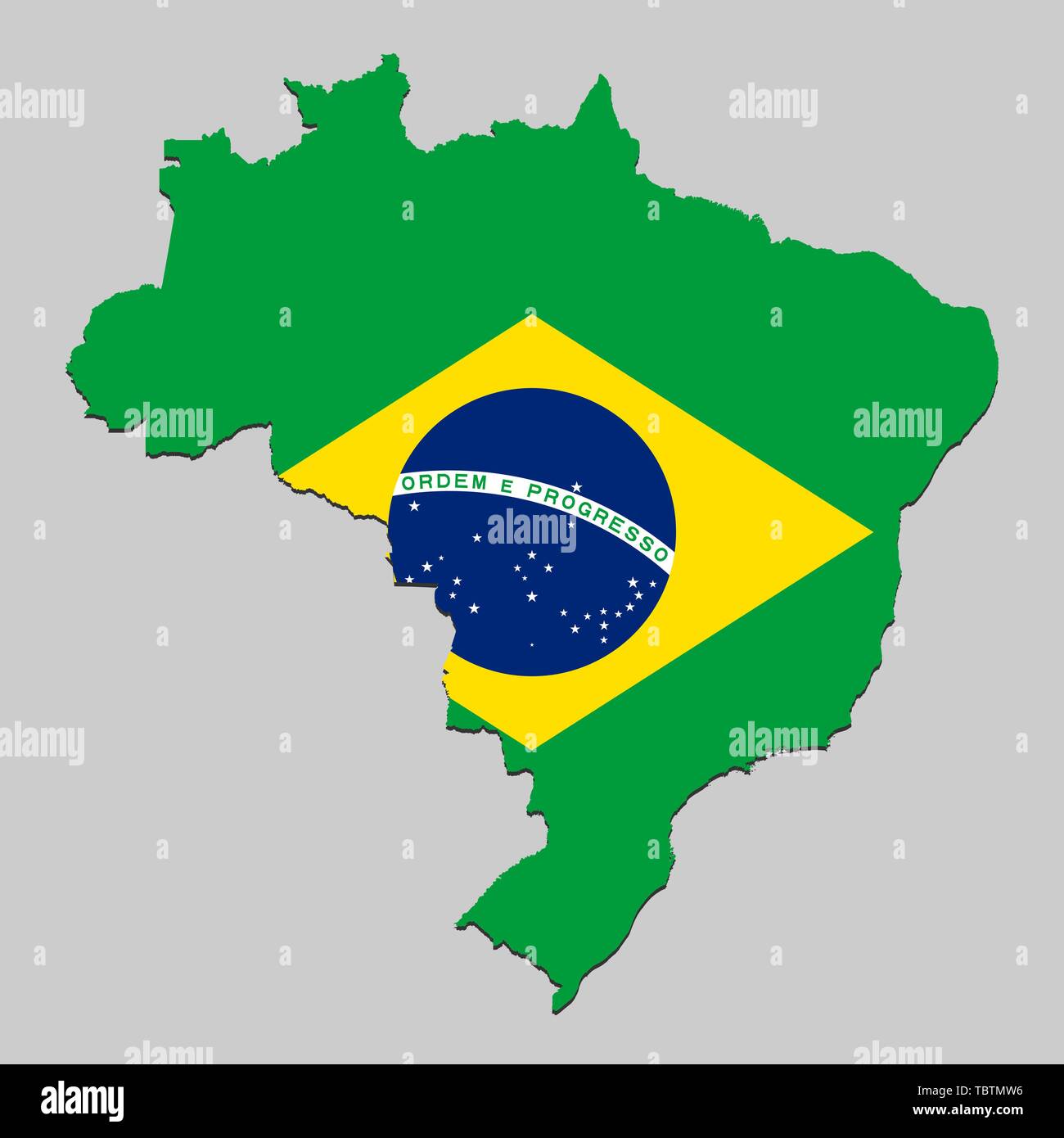 Map of Brazil with national flag. Vector Illustration Stock Vector ...