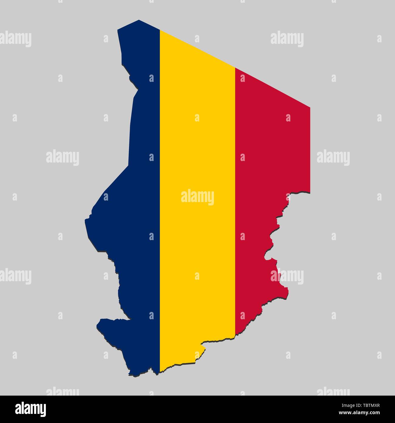 Map of Chad with national flag. Vector Illustration Stock Vector Image ...