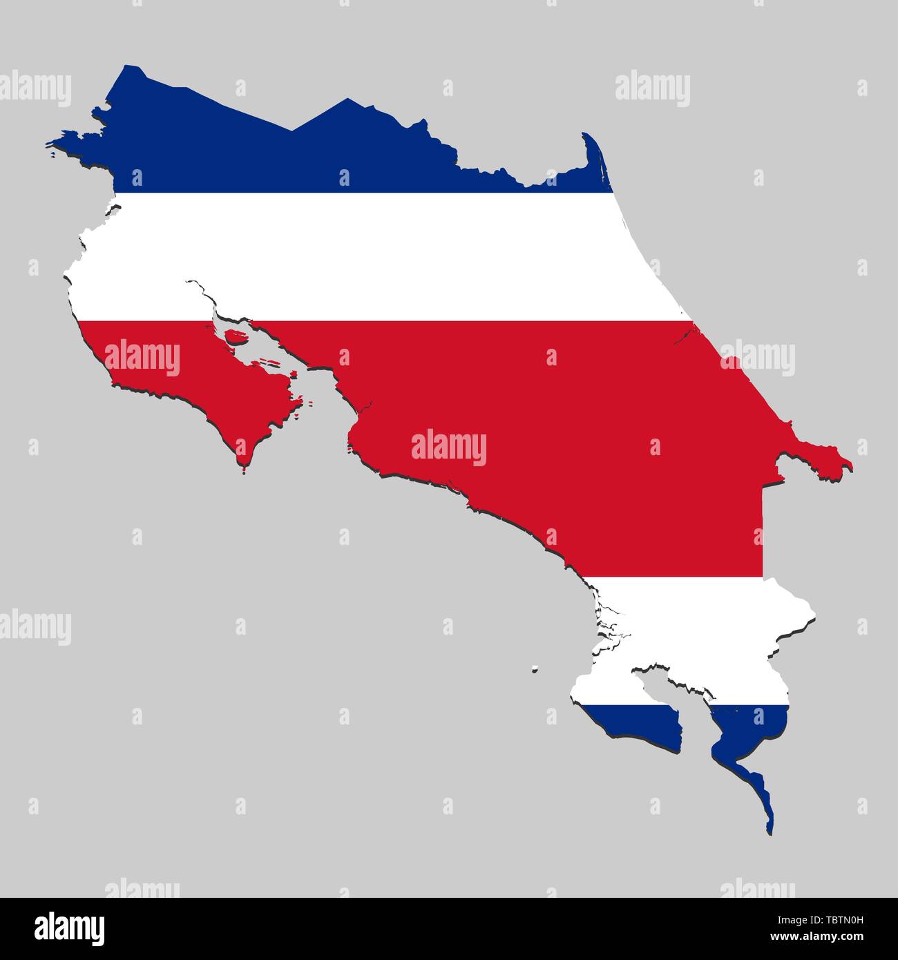 Map of Costa Rica with national flag. Vector Illustration Stock Vector ...