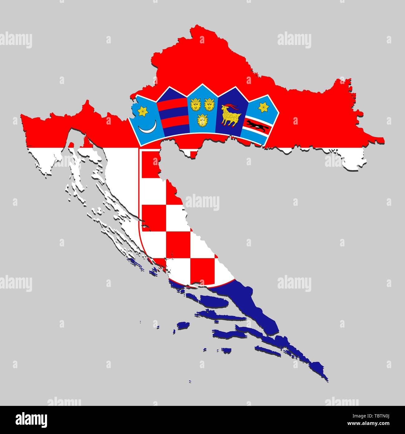 Map of Croatia with national flag. Vector Illustration Stock Vector ...