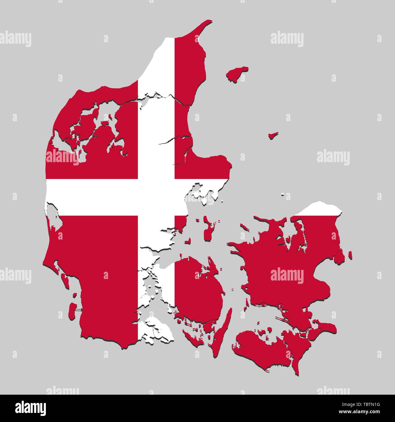Map of Denmark with national flag. Vector Illustration Stock Vector ...
