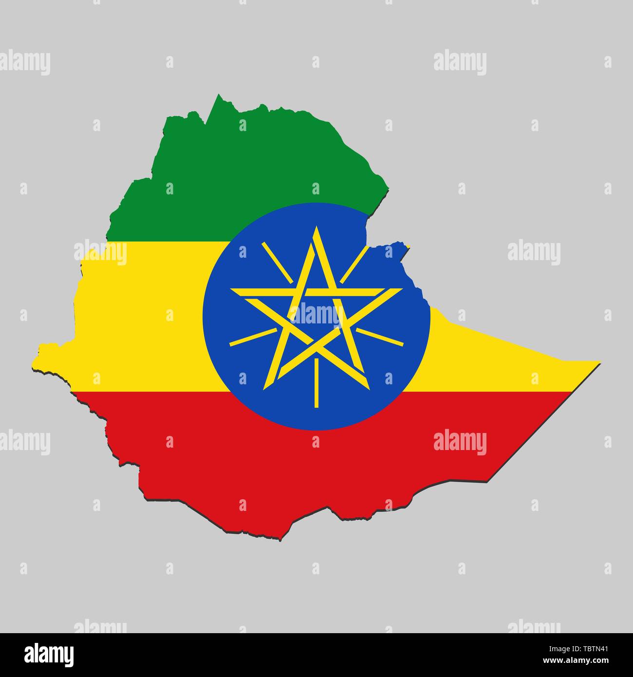 Map of Ethiopia with national flag. Vector Illustration Stock Vector ...