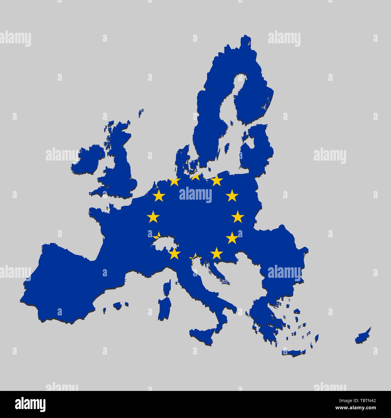 Map of European Union with national flag. Vector Illustration Stock ...