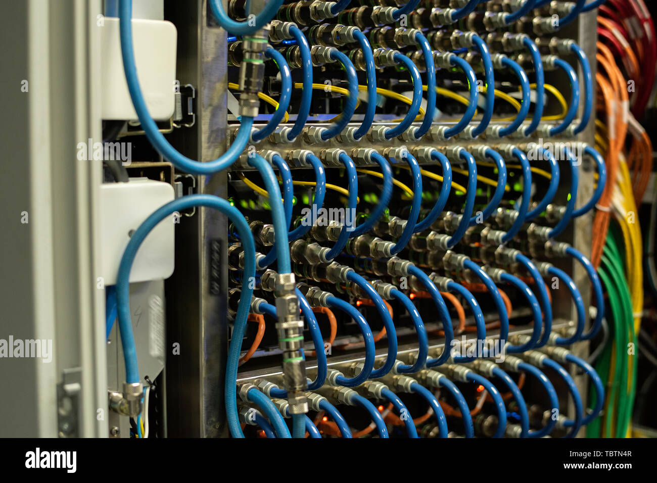 Network panel with cables Stock Photo - Alamy