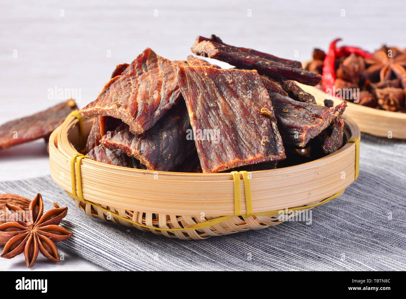 Air-dried hand-torn beef HD picture Stock Photo - Alamy