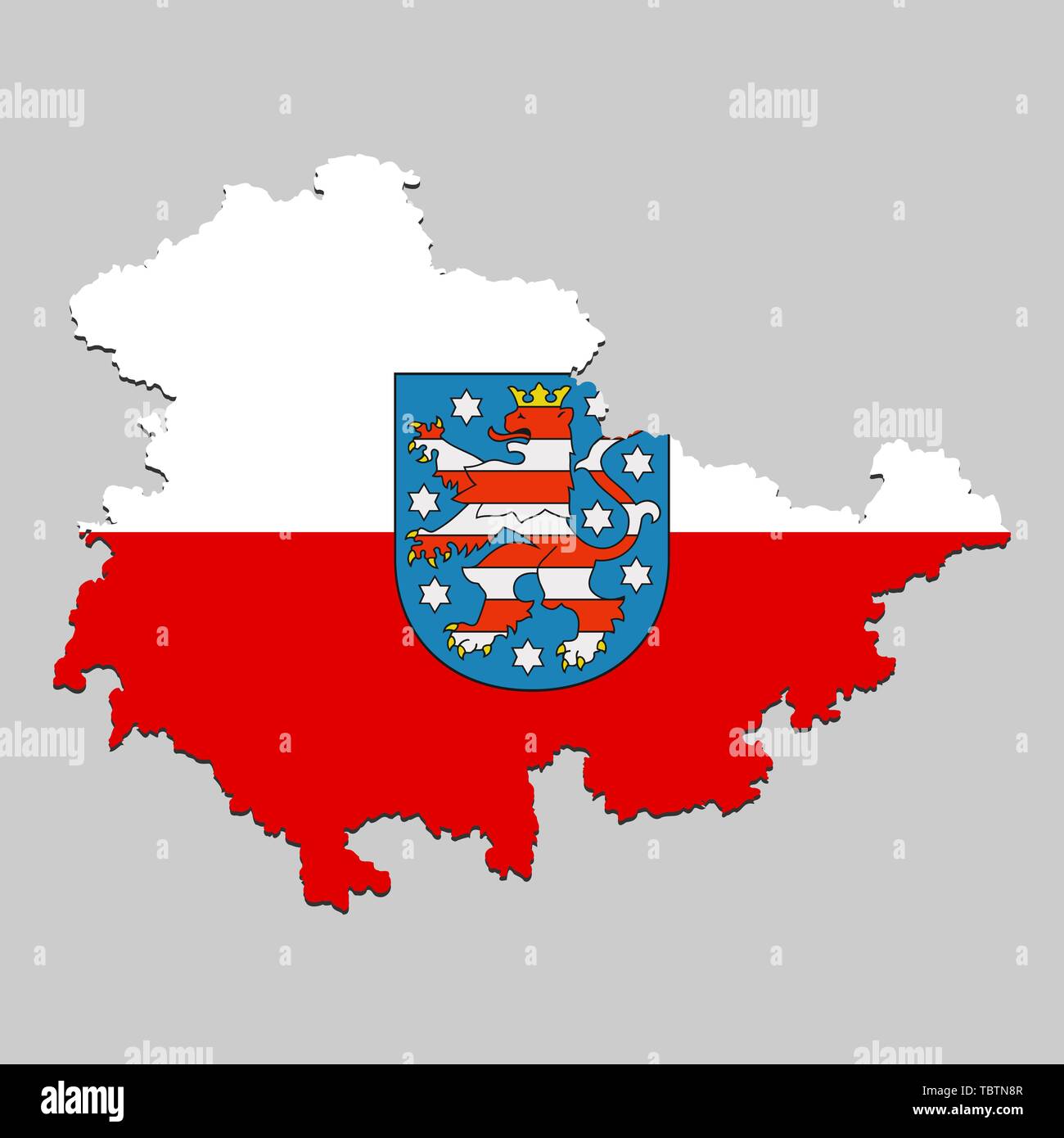 Map of Thuringia is a state Germany with flag. Vector Illustration ...