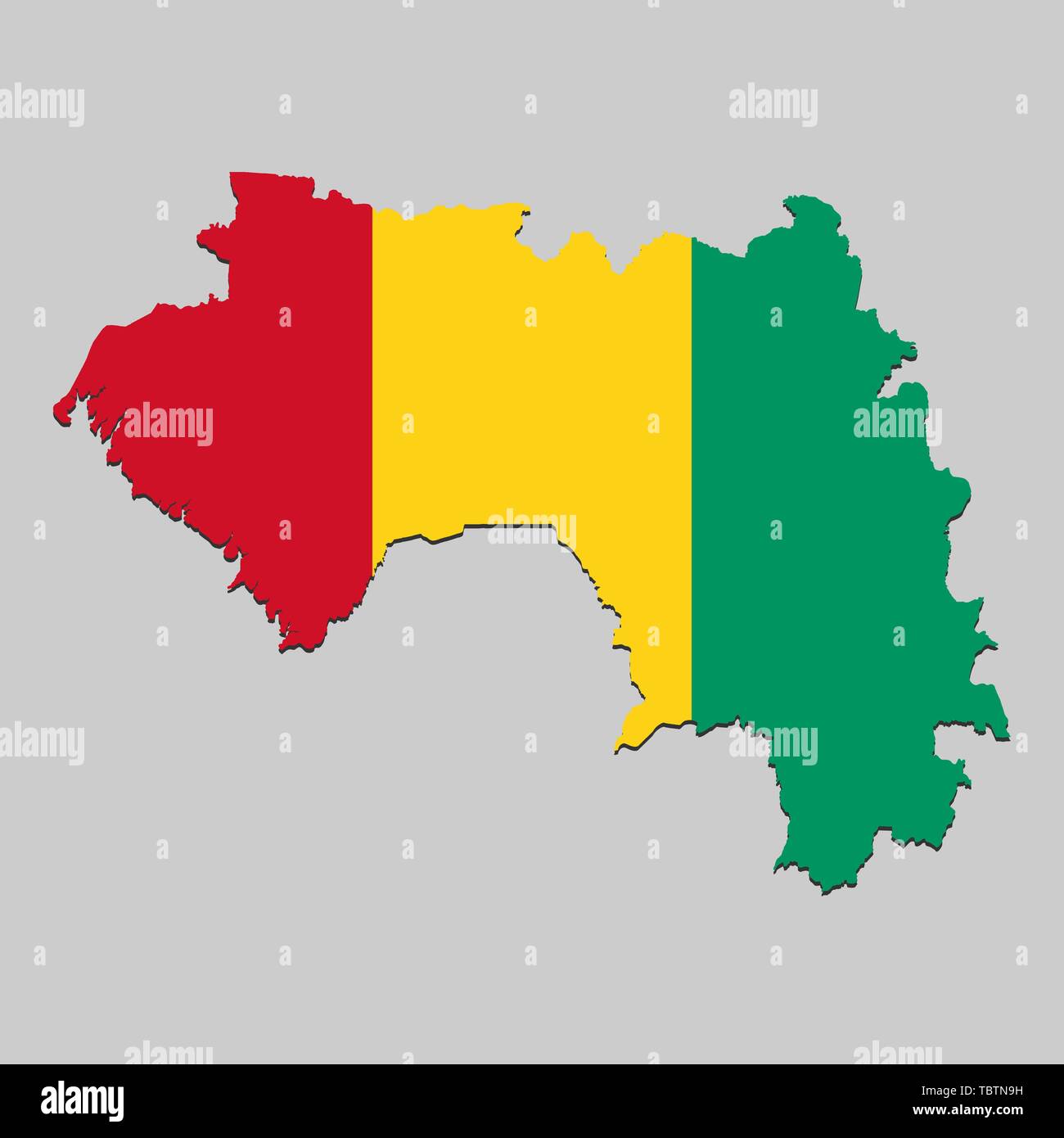 Map of Guinea with national flag. Vector Illustration Stock Vector ...
