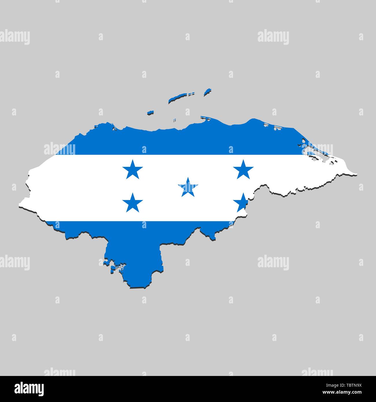Map of Honduras with national flag. Vector Illustration Stock Vector ...