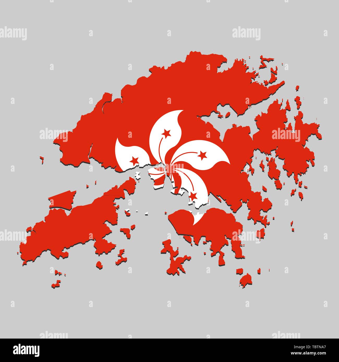 Map of Hong Kong with national flag. Vector Illustration Stock Vector ...