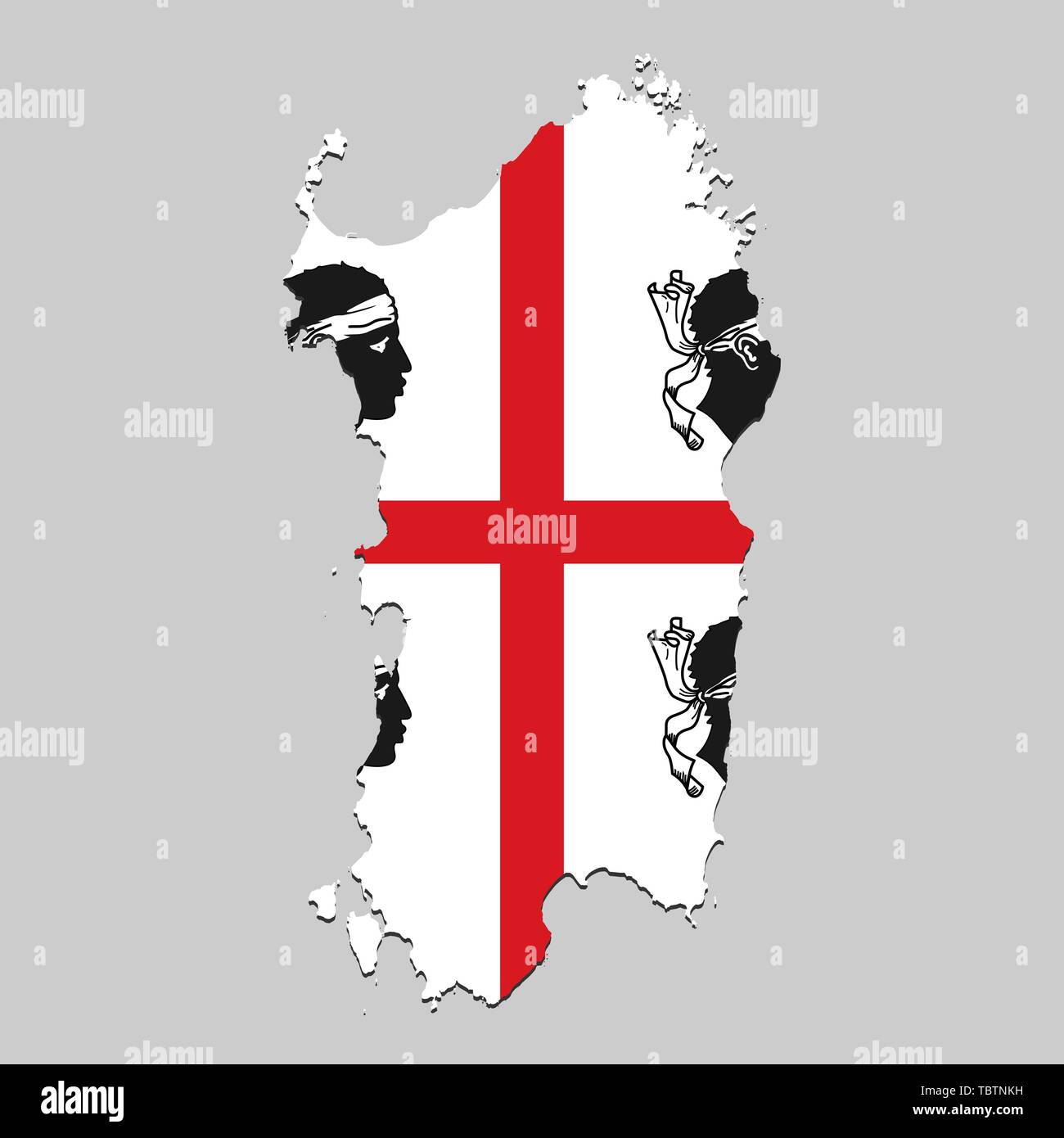 Map of Sardinia is a state Italy with flag. Vector Illustration Stock ...