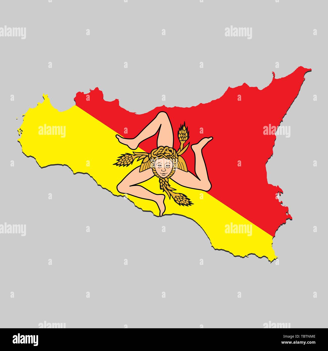 Map of Sicily is a state Italy with flag. Vector Illustration Stock ...