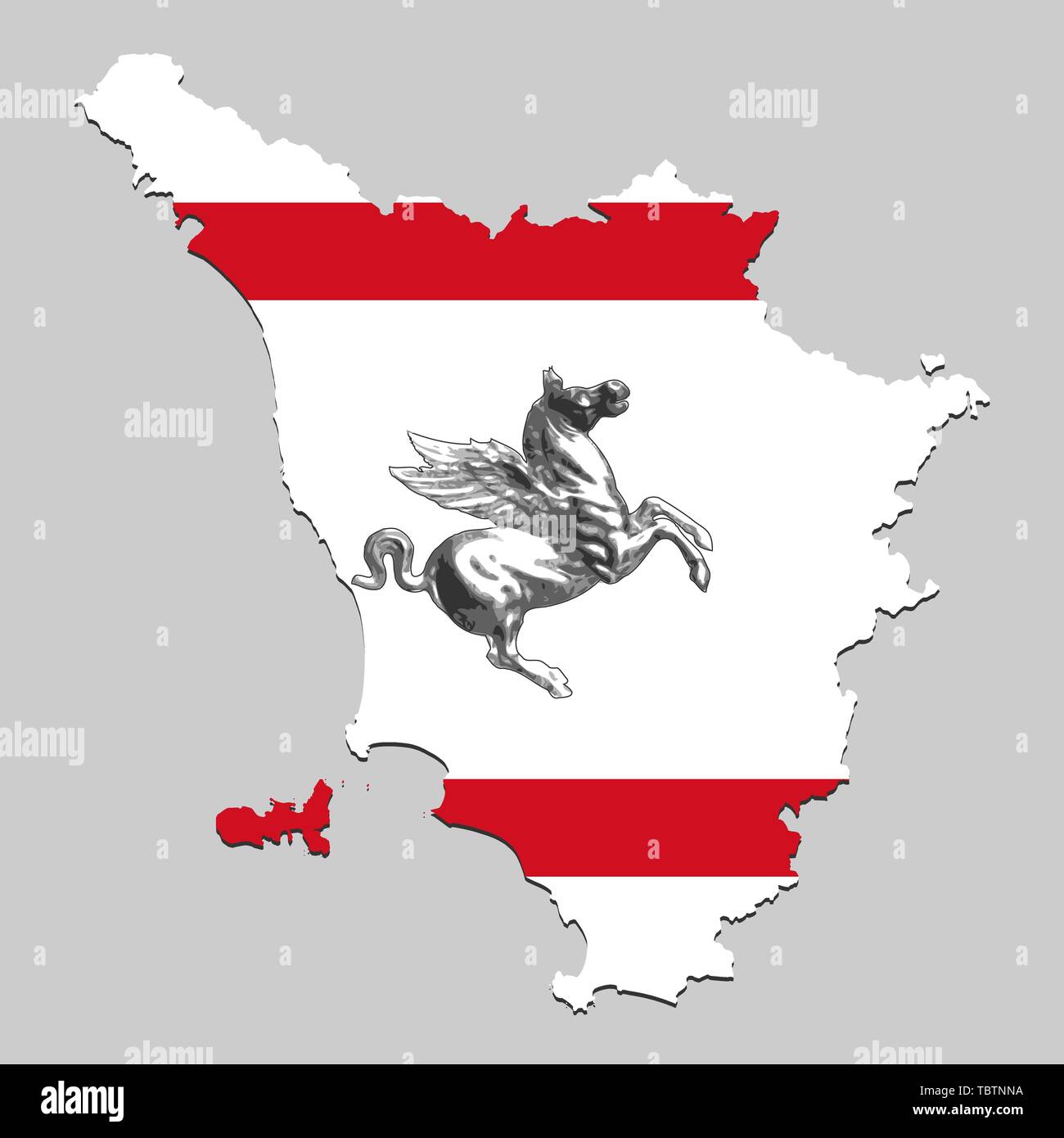 Map of Tuscany is a state Italy with flag. Vector Illustration Stock ...