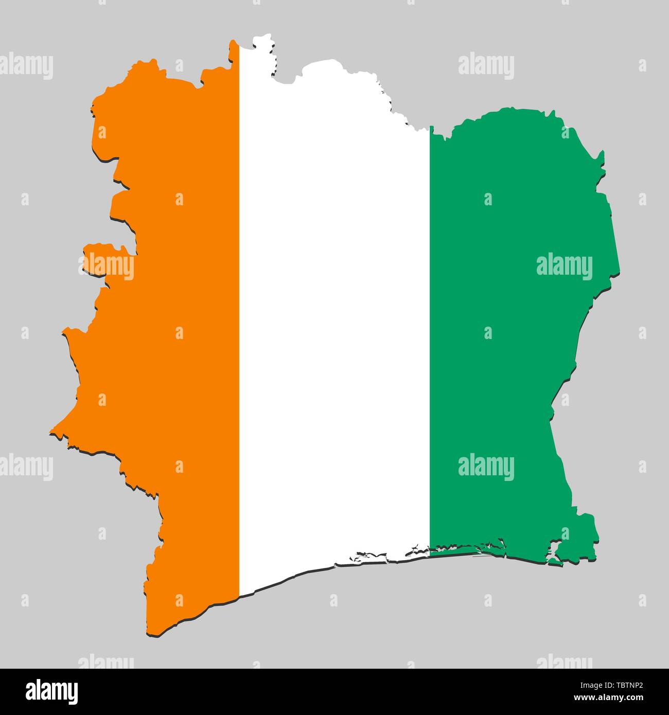 Map of Ivory Coast with national flag. Vector Illustration Stock Vector ...