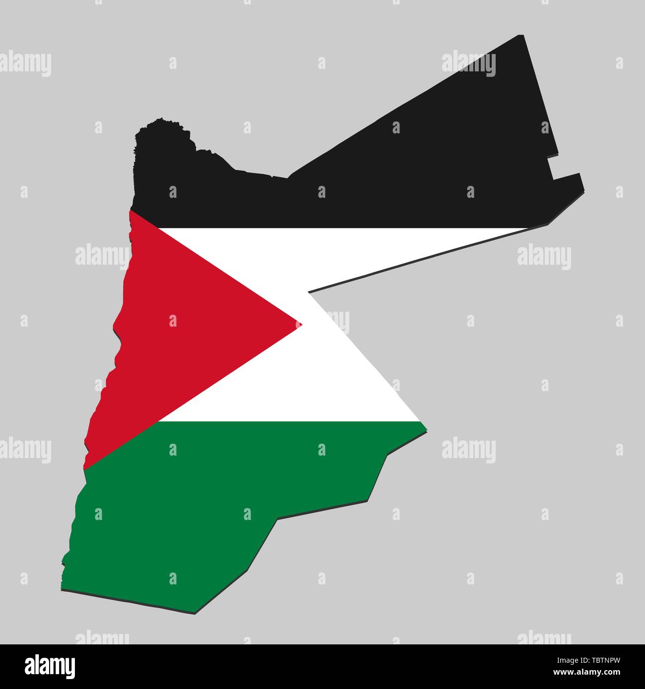 Map of Jordan with national flag. Vector Illustration Stock Vector ...