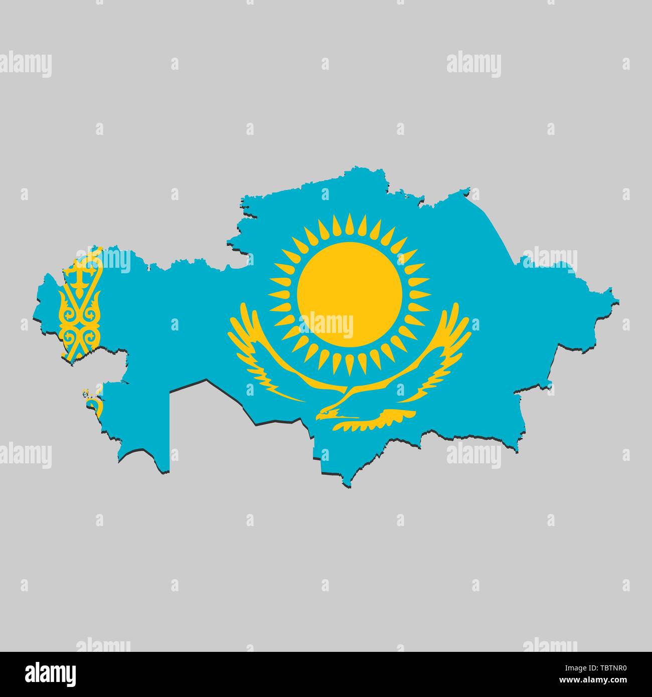 Map of Kazakhstan with national flag. Vector Illustration Stock Vector ...