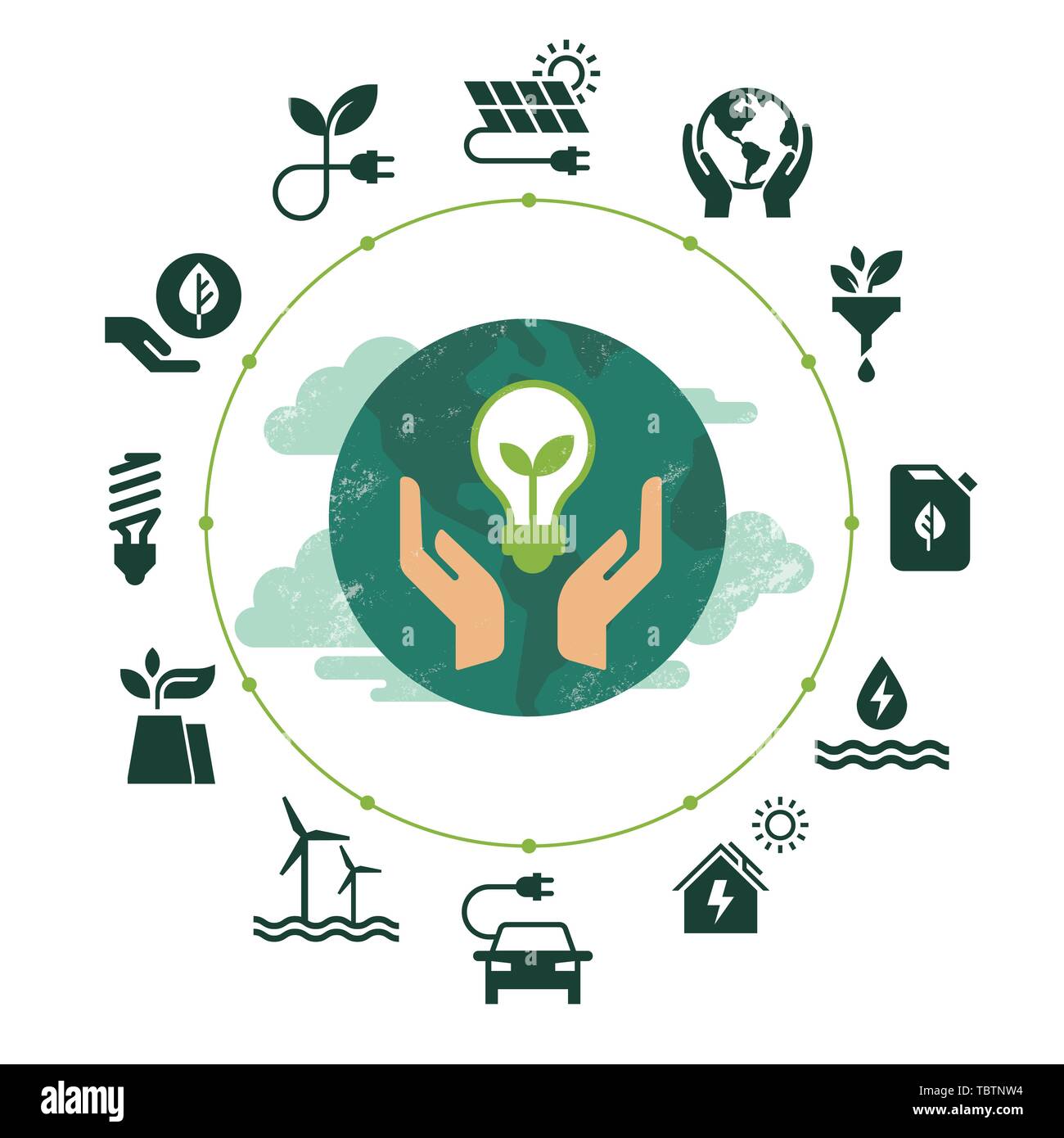 Vector illustration with set of icons isolated on white background on ...