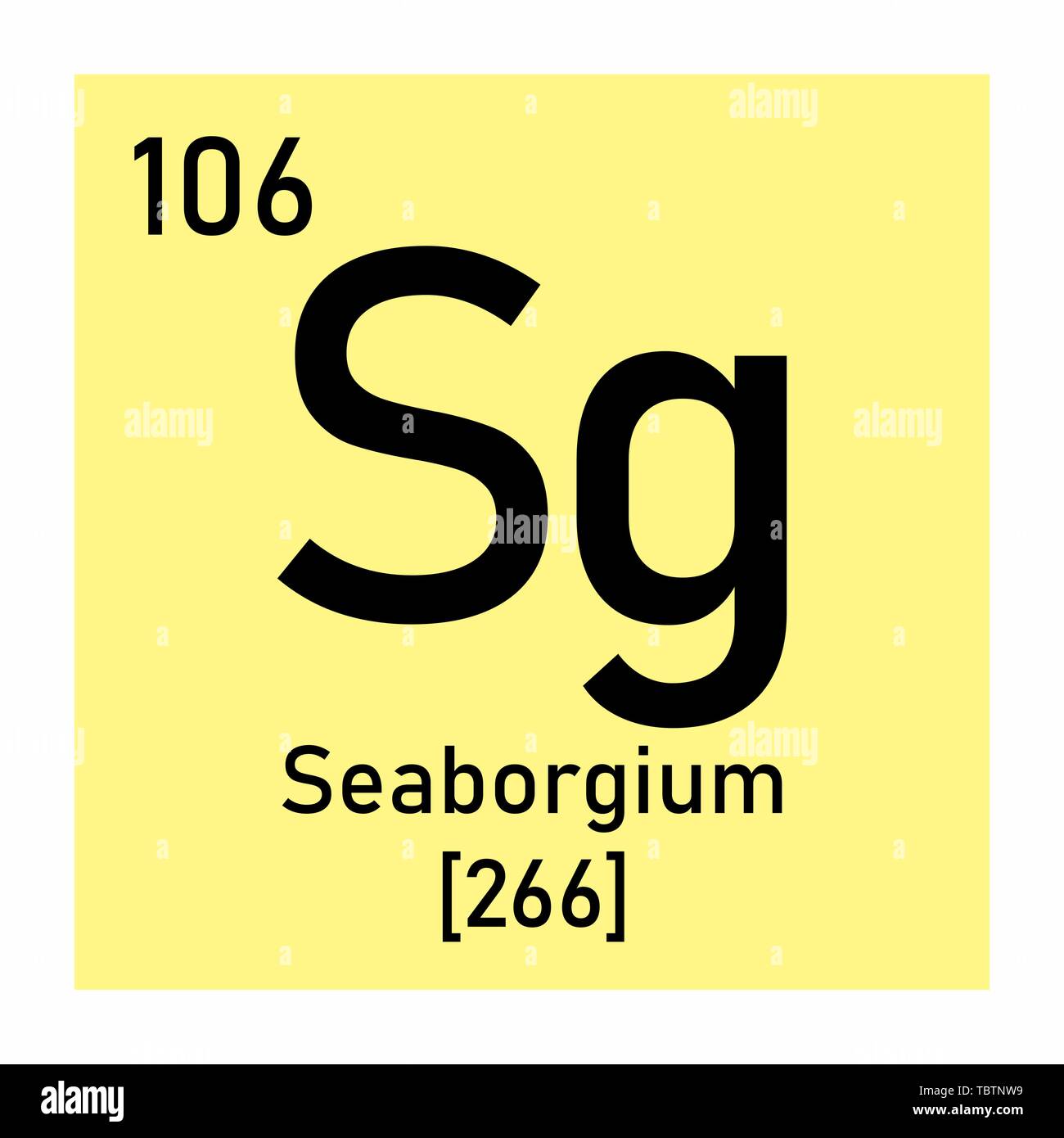 Illustration of the periodic table Seaborgium chemical symbol Stock ...