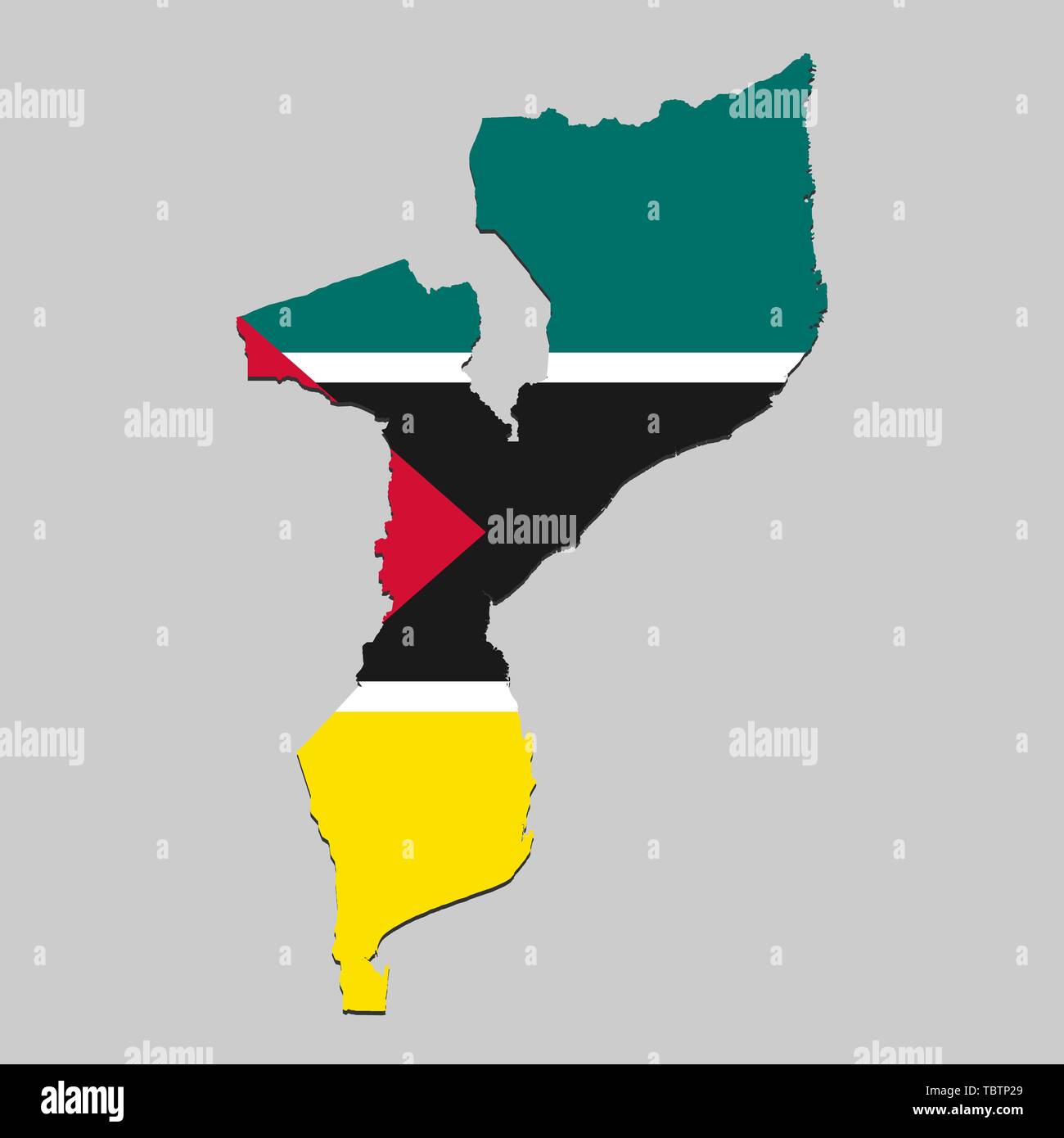Map of Mozambique with national flag. Vector Illustration Stock Vector ...