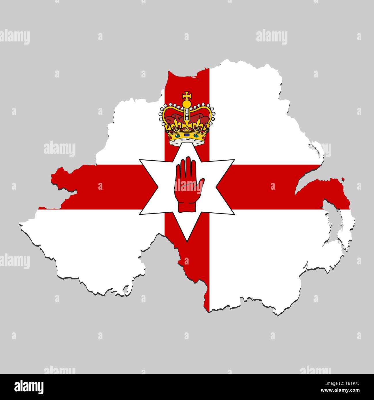 Map of Northern Ireland with national flag. Vector Illustration Stock ...