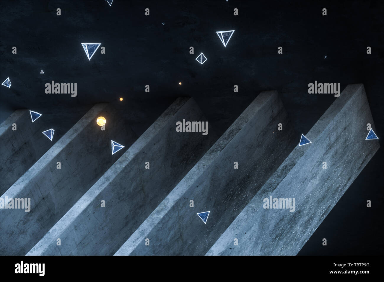 Three-dimensional rendering, fireflies in a dark room Stock Photo - Alamy