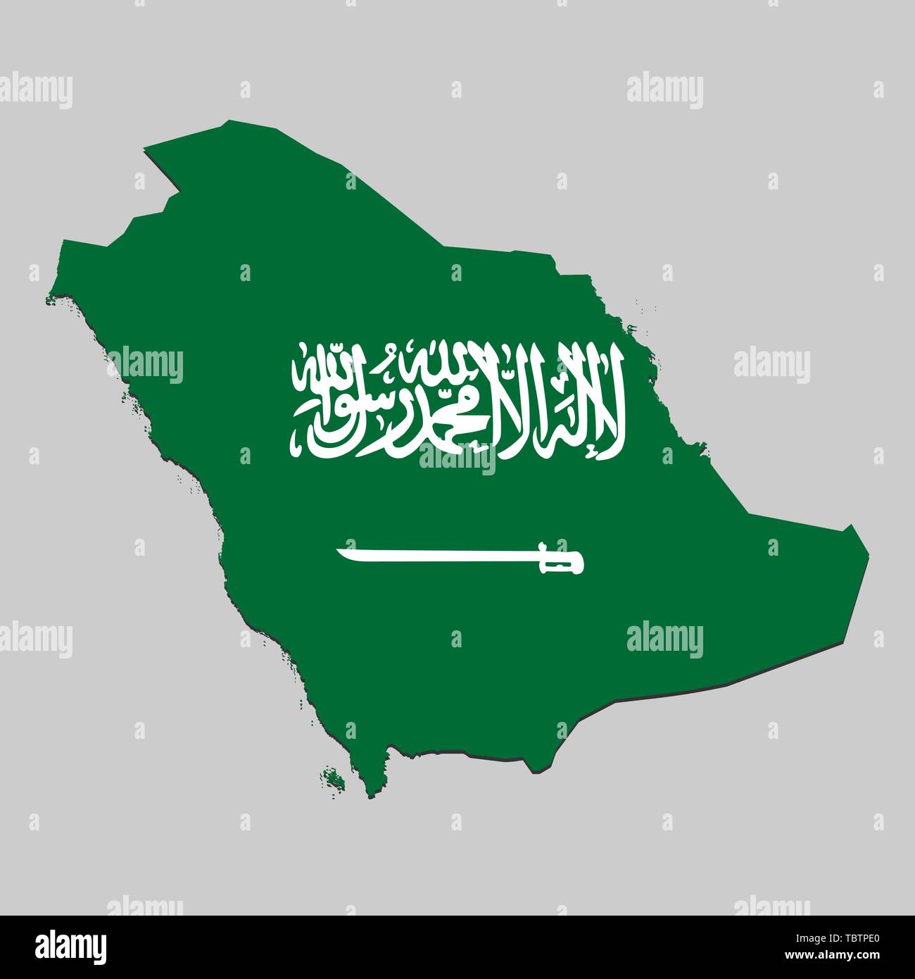 Map of Saudi Arabia with national flag. Vector Illustration Stock ...