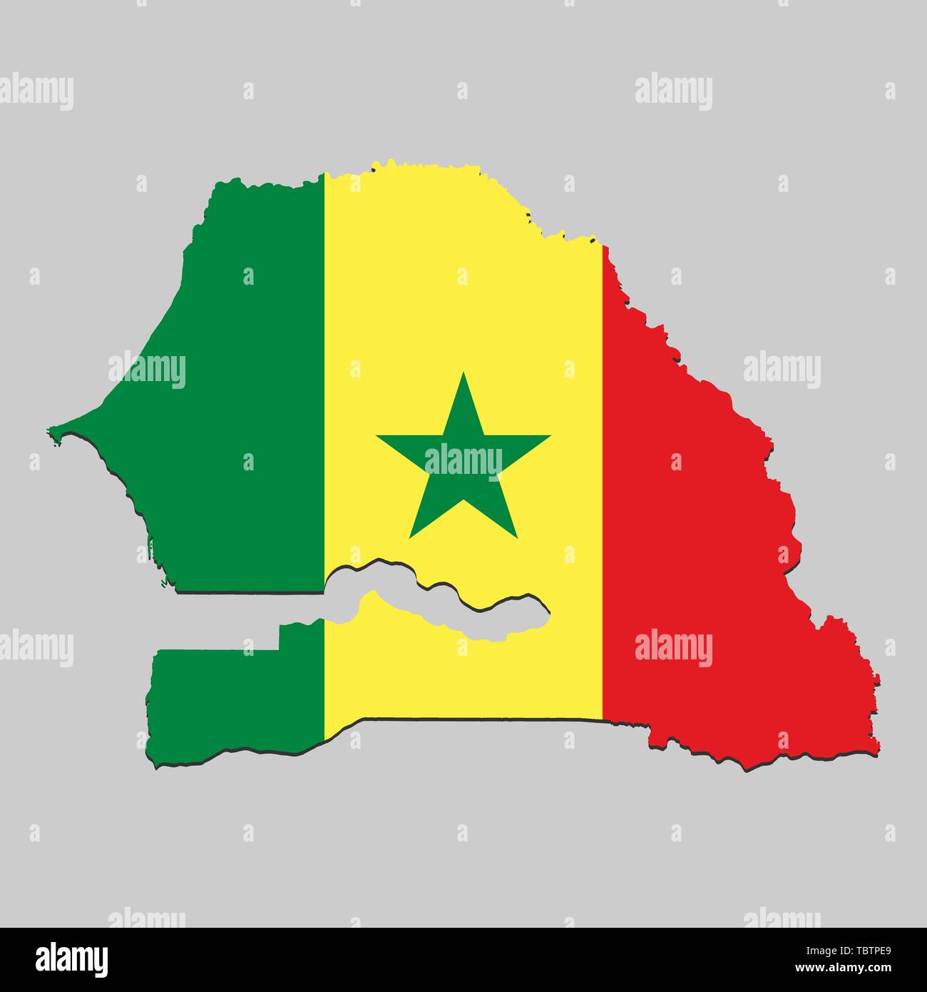 Map of Senegal with national flag. Vector Illustration Stock Vector ...